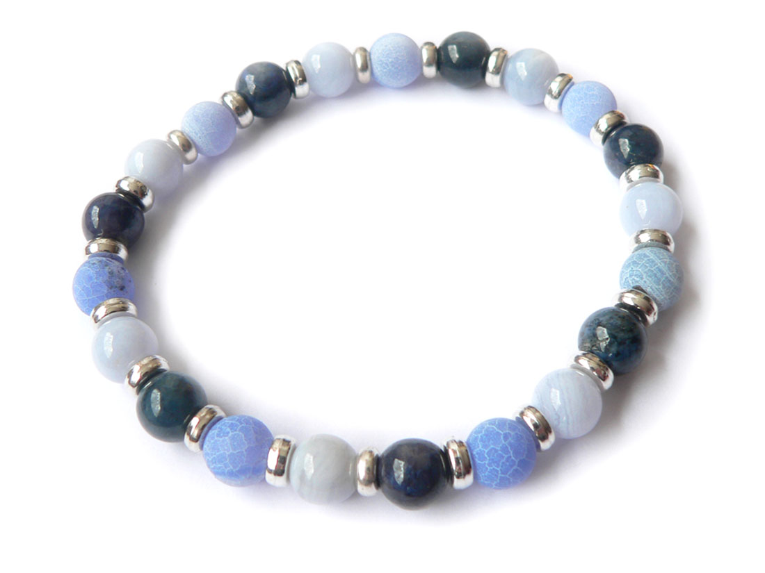Edelsteinkreationen - Chalcedon Dumortierit Achat Edelstein Stretch ...